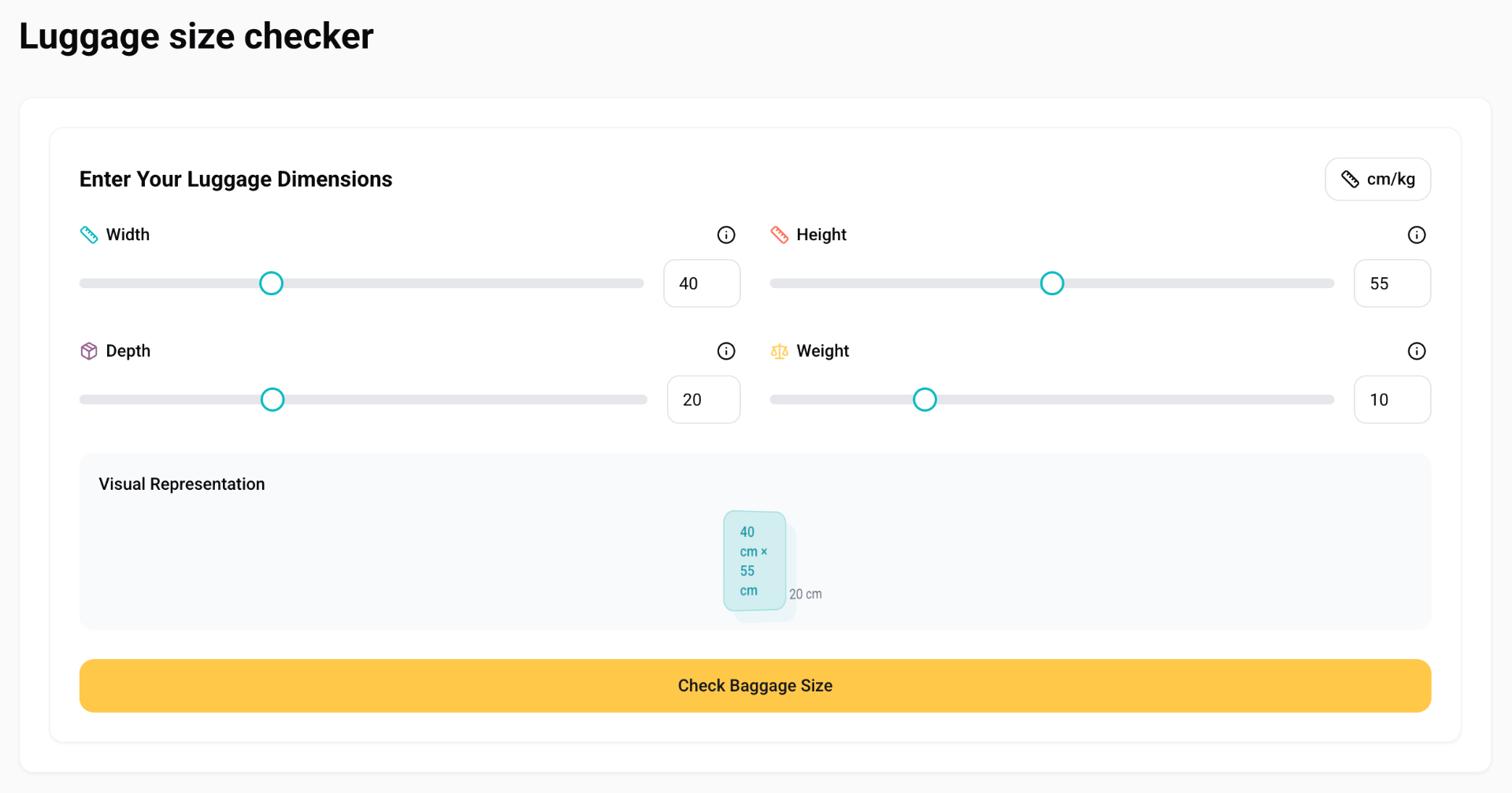 Luggage Size Checker - Check Dimensions Against Airline Requirements